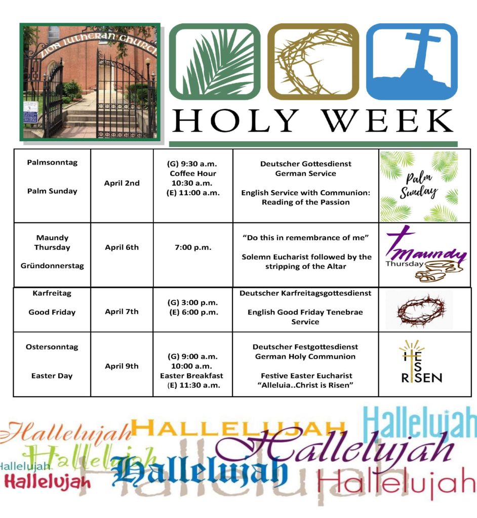 Holy Week Services Zion Church Of The City Of Baltimore