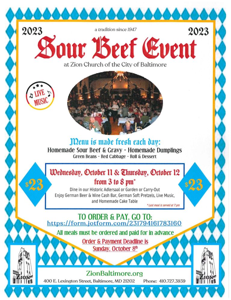 2023 Sour Beef Event 10/11 & 10/12 – Zion Church of the City of Baltimore