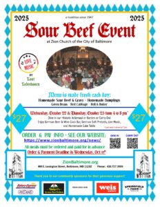 Sour Beef Event 2025 10/22 & 10/23 – Zion Church of the City of Baltimore